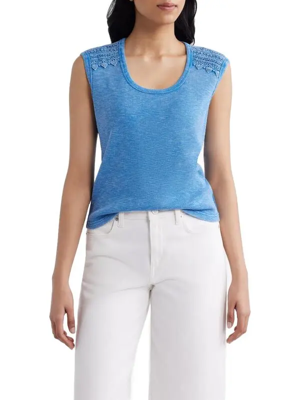 CITY BLUES Ribbed Acid Wash Tank - Cobalt