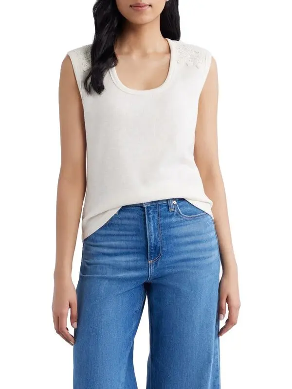 CITY BLUES Ribbed Acid Wash Tank - Cream