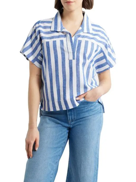 CITY BLUES Relaxed Stripe Shirt - Blue
