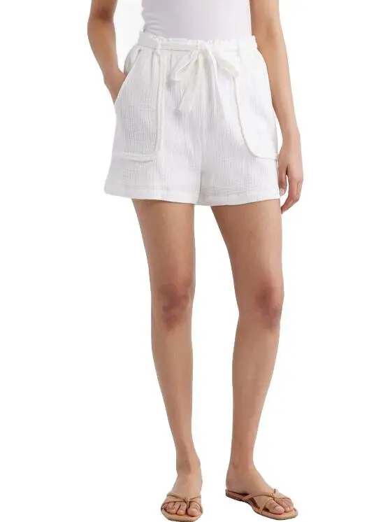 CITY BLUES Woven Cotton Shorts - White