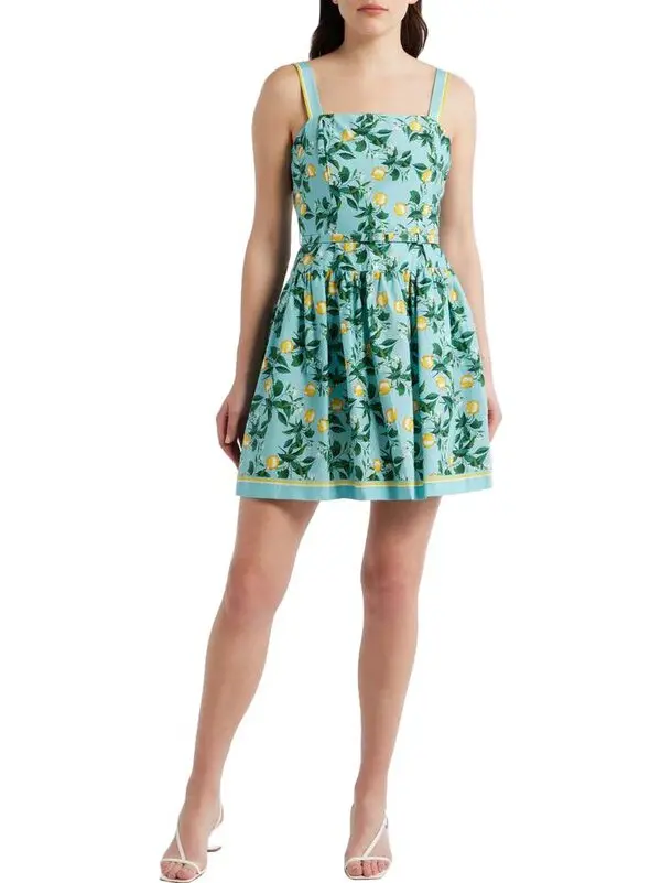 Julia Jordan Printed Cotton Mini Dress - Blue Multi