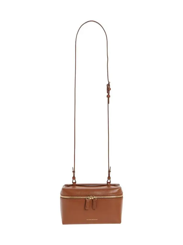Victoria Beckham Vanity Case Leather Crossbody Bag - Dark Tan