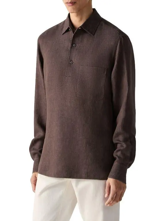 Zegna Oasi Lino Polo Shirt - Dark Brown