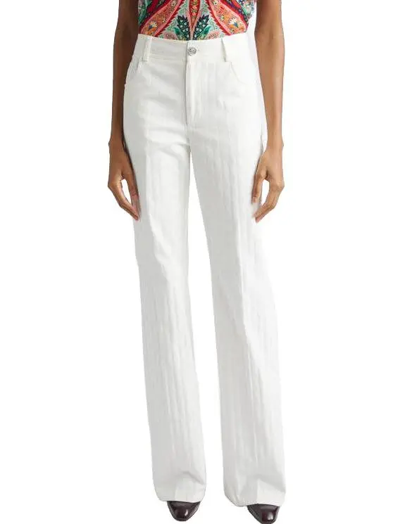 Etro Stretch Cotton Flare Trousers - White Base