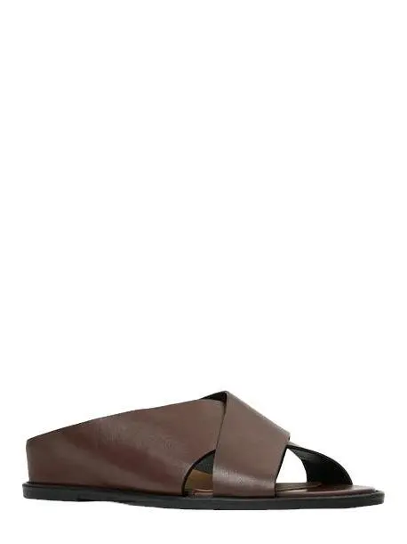 Aquatalia Potenza Waterproof Leather Slide Sandal - Ash Brown Leather