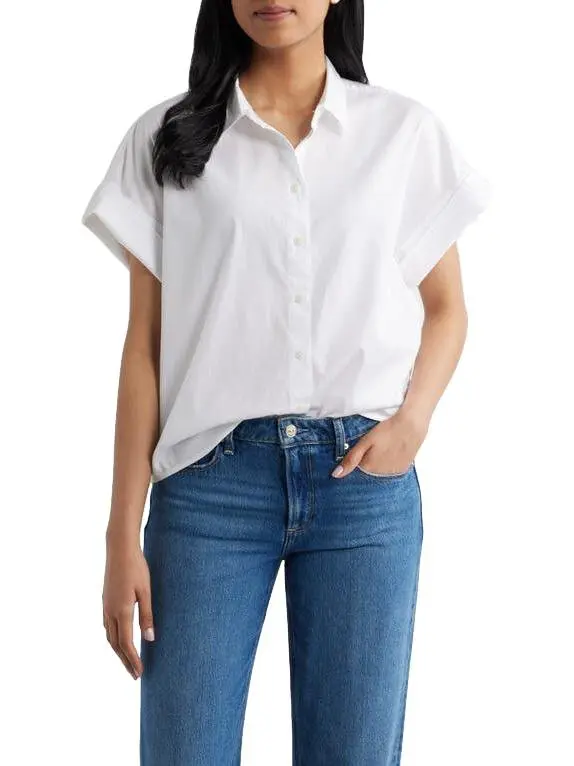 Spanx Oversized Cotton Button-up Shirt - Classic White