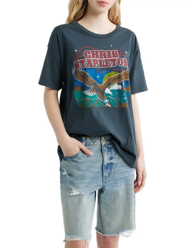 Daydreamer Chris Stapleton Wild Eagle Graphic T-shirt - Vintage Black