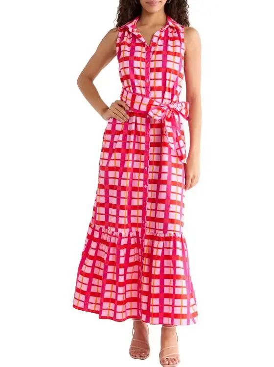 SUGARLIPS Plaid Sleeveless A-line Dress - Pinks-orange