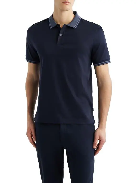 BOSS Phillipson Tipped Cotton Polo - Dark Blue