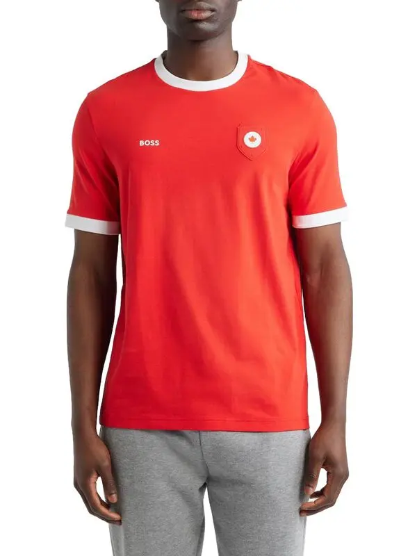 BOSS Lux Stretch Cotton Graphic T-shirt - Canada/red
