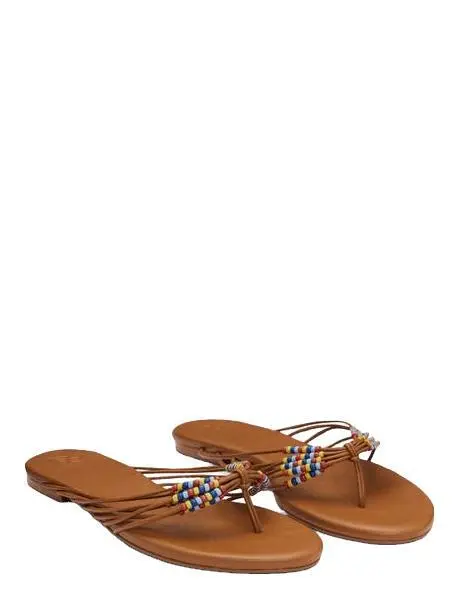 REFORMATION Jessica Flat Thong Sandal - Rum Leather
