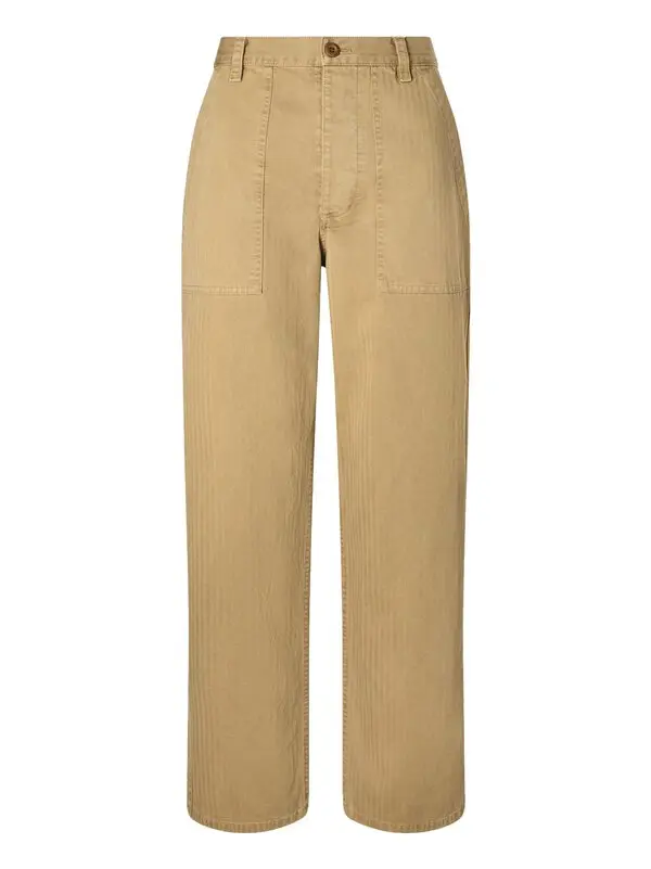 NILI LOTAN Earl Herringbone Cotton Straight-leg Pants - Neutrals