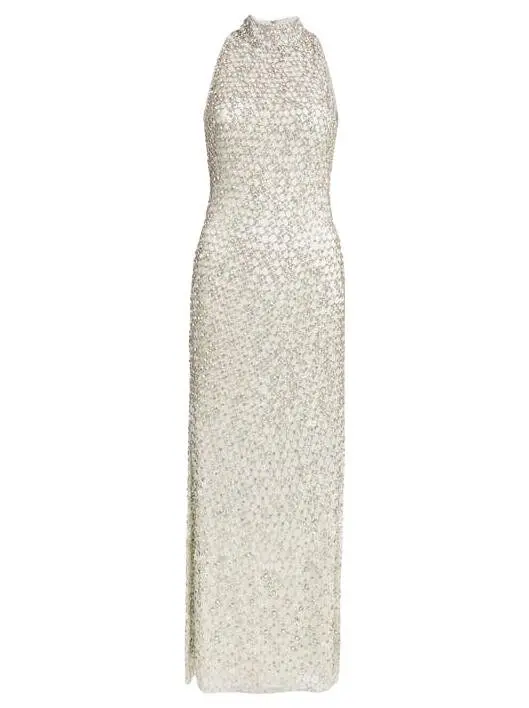 Jenny Packham Juniper Embellished Gown - Pale Powder