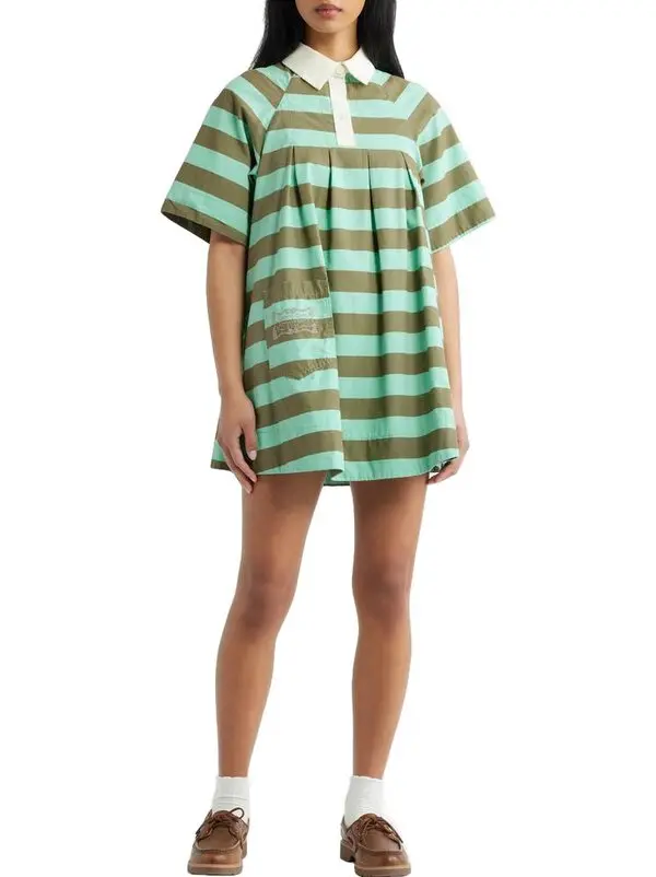 DAMSON MADDER Maggie Stripe Organic Cotton Polo Mini Dress - Multi