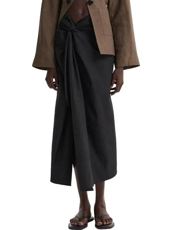 RÓHE Textured Sarong Skirt - Black