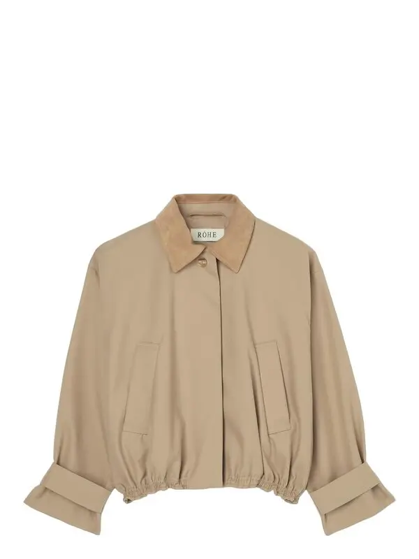 RÓHE Suede Collar Cotton Blouson Jacket - Sand