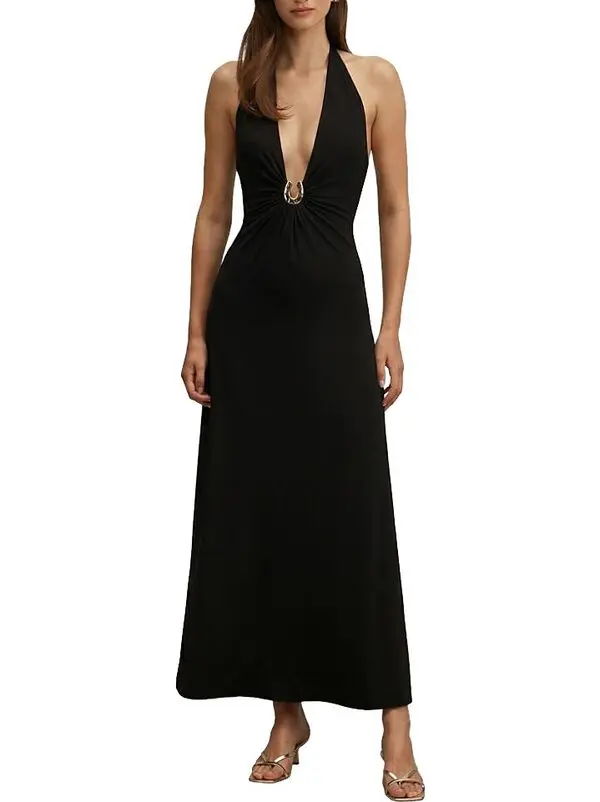 EVER NEW Behati Jersey Halter Midi Dress - Black