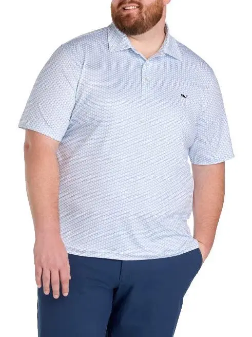 Vineyard Vines Big & Tall Printed Sankaty Performance Polo Shirt - Micro Barracuda