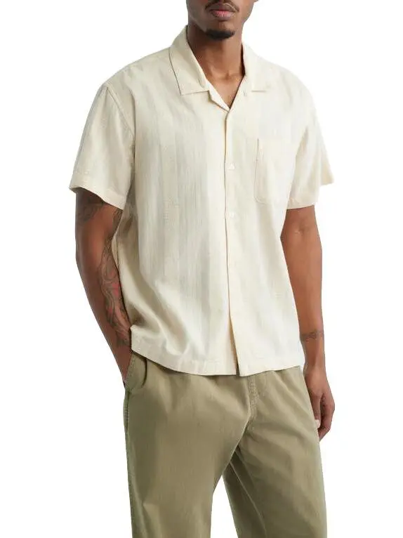 Obey Samuel Texture Stripe Camp Shirt - Unbleached Multi