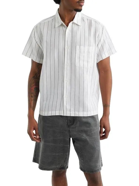 Obey Joe Stripe Short Sleeve Button-up Shirt - White Multi