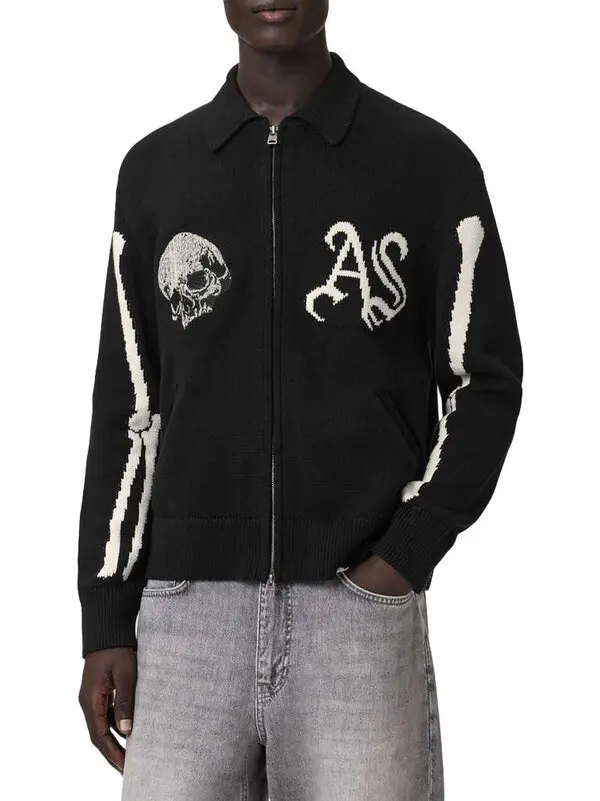 ALLSAINTS Adrian Zip Cardigan - Black