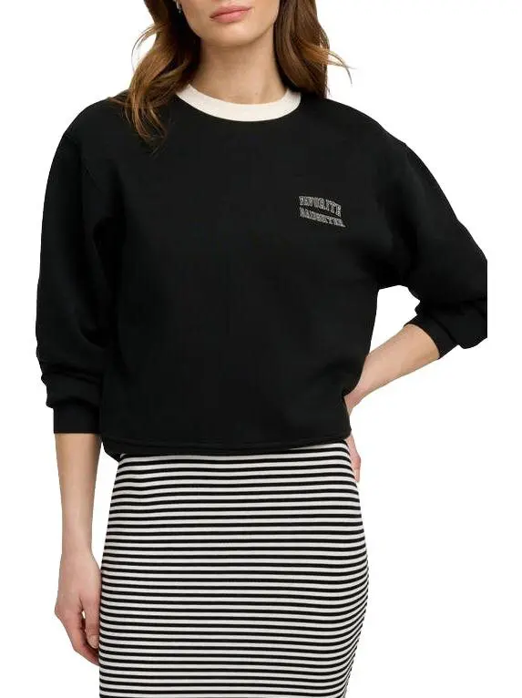FAVORITE DAUGHTER Collegiate Cotton-blend Sweatshirt - Black/ivory
