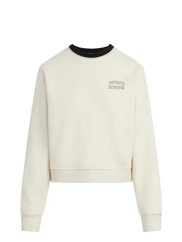 FAVORITE DAUGHTER Collegiate Cotton-blend Sweatshirt - Ivory/black