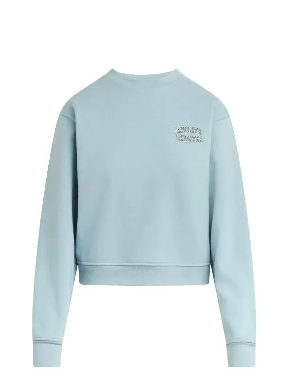 FAVORITE DAUGHTER Collegiate Cotton-blend Sweatshirt - Sea Blue/gardenia