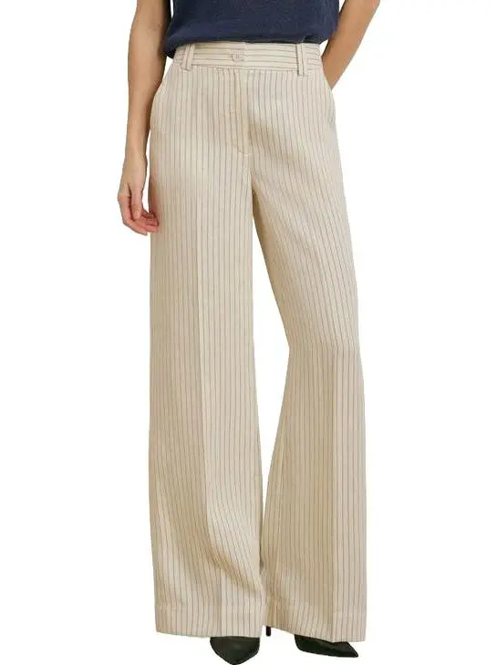 FAVORITE DAUGHTER Pinstripe Wide Leg Pants - Cream Pinstripe