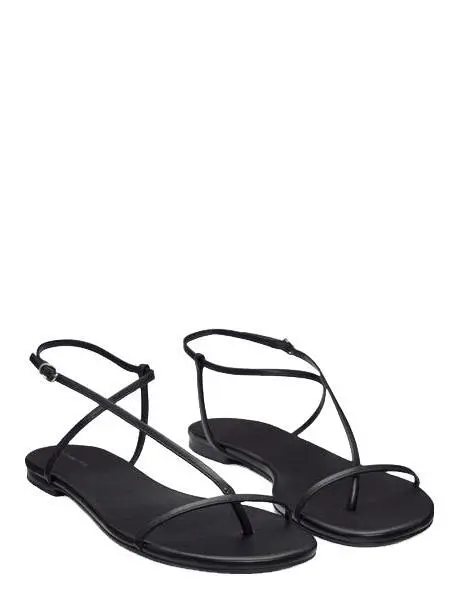 REFORMATION Pina Flat Sandal - Black Leather