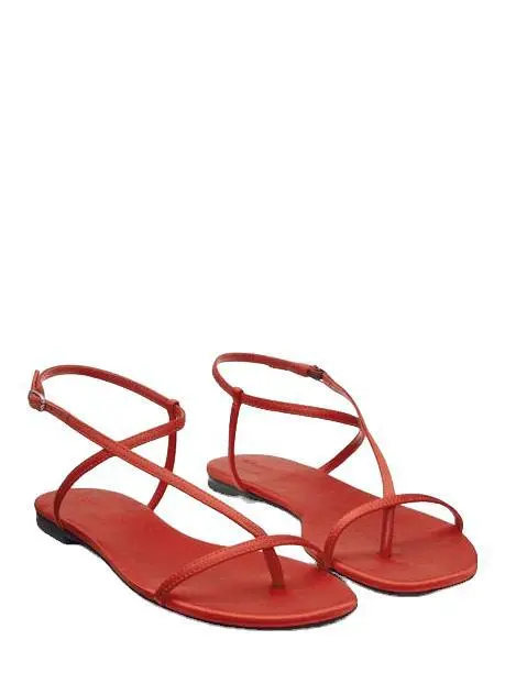 REFORMATION Pina Flat Sandal - Poppy Satin