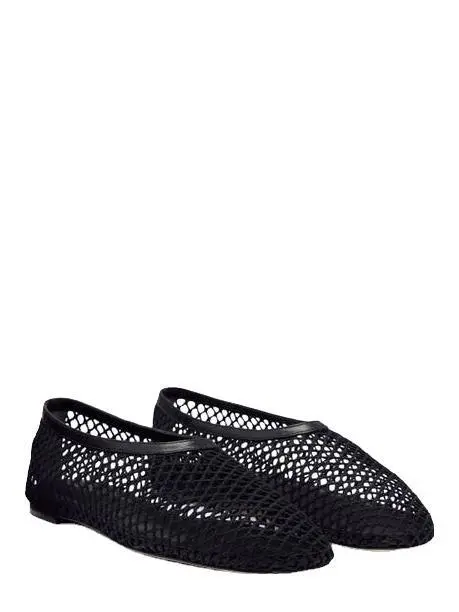 REFORMATION Britt Mesh Ballerina Flat - Black Crochet