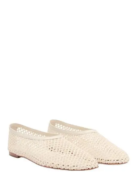 REFORMATION Britt Mesh Ballerina Flat - Ivory Crochet