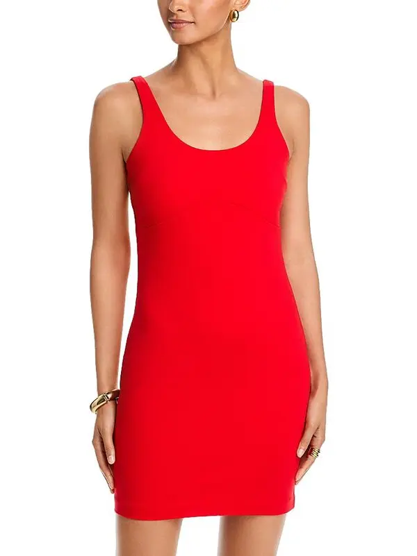 Aqua Ponte Tank Mini Dress - Red