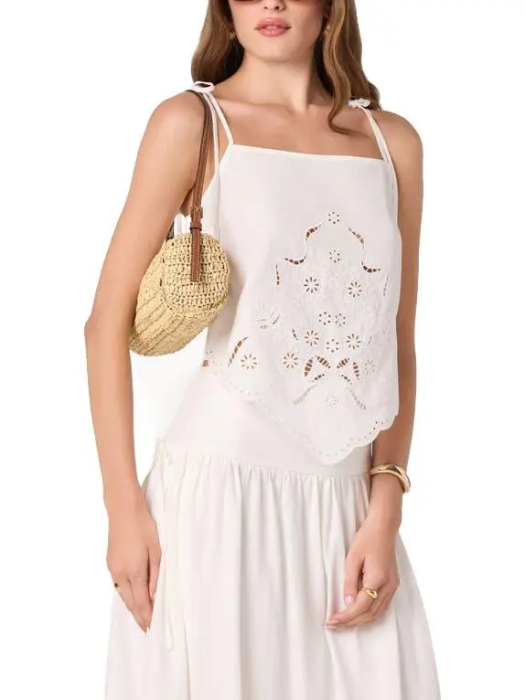 Astr The Label Stevie Eyelet Embroidery Camisole - White