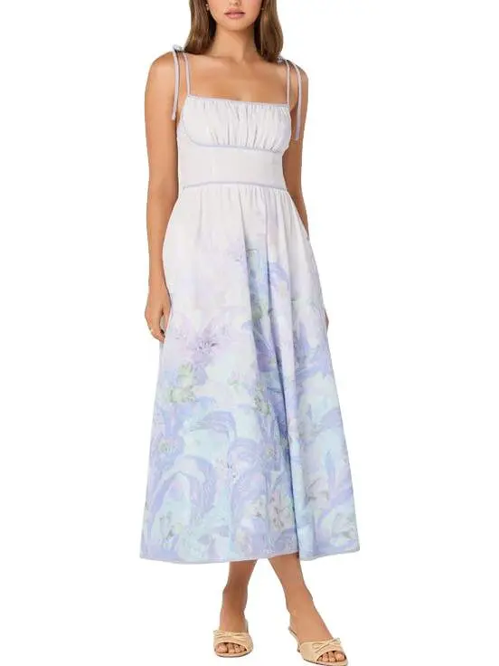 Astr The Label Dayana Sleeveless A-line Dress - Purple Floral