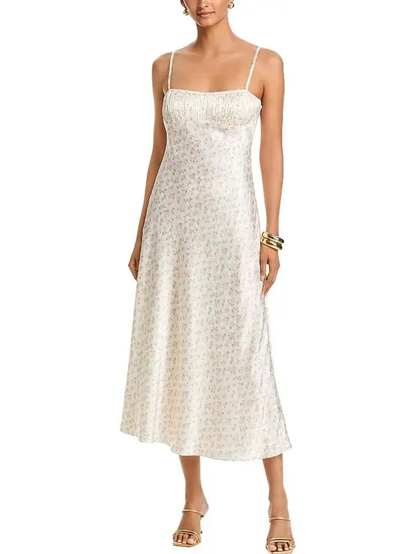 Aqua Floral Jacquard Midi Dress - White/pink