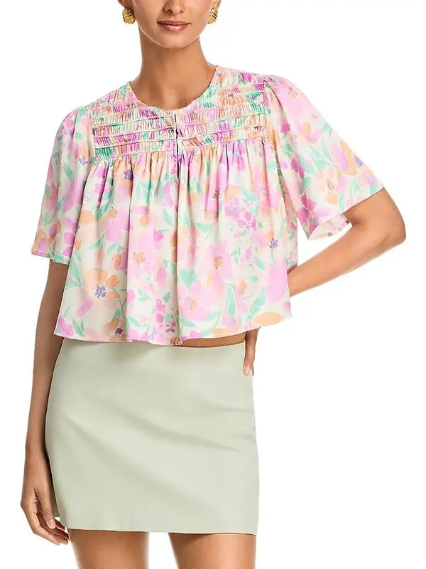 Aqua Bloom Pintuck Top - Bloom Pink