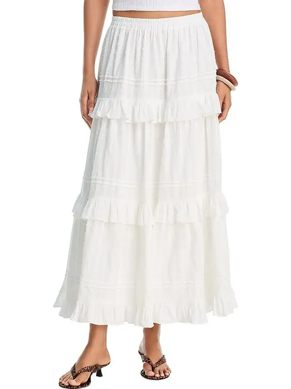 Aqua Swiss Dot Maxi Skirt - White