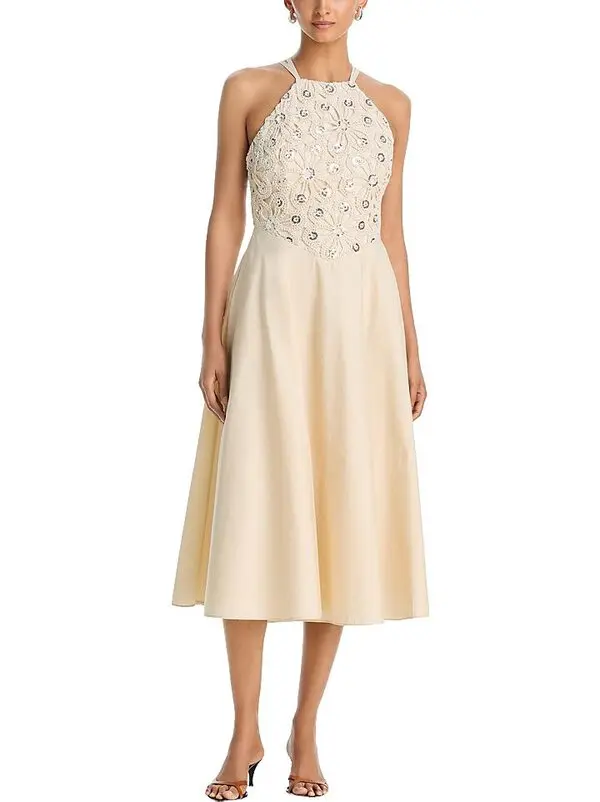 Aqua Mirror Crochet Midi Dress - Ivory