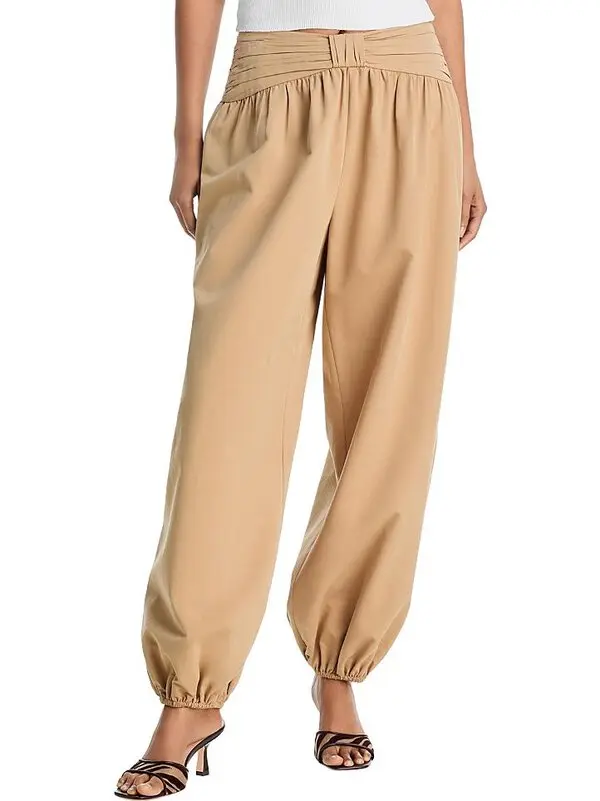 Aqua Gathered Waist Balloon Pants - Khaki