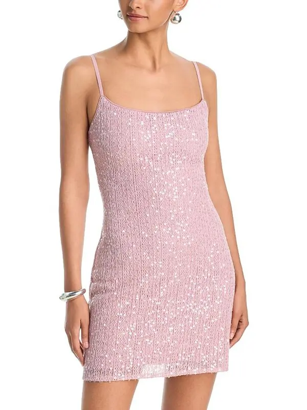 Aqua Knit Sequin Mini Dress - Blush