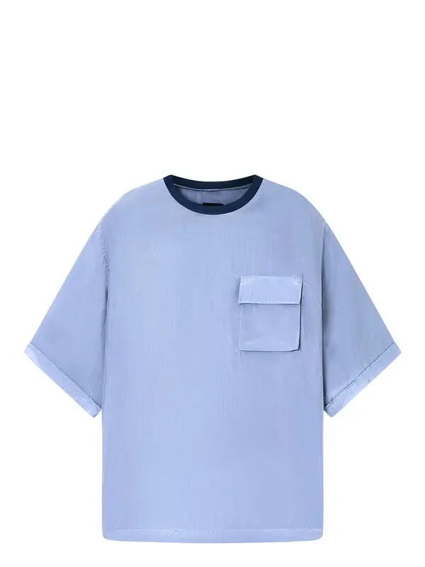 Giorgio Armani Silk Habotai T-shirt - Light Blue