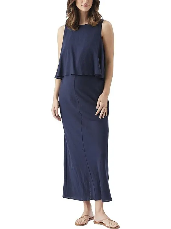 RIPE MATERNITY Lena Linen Nursing Dress - Navy