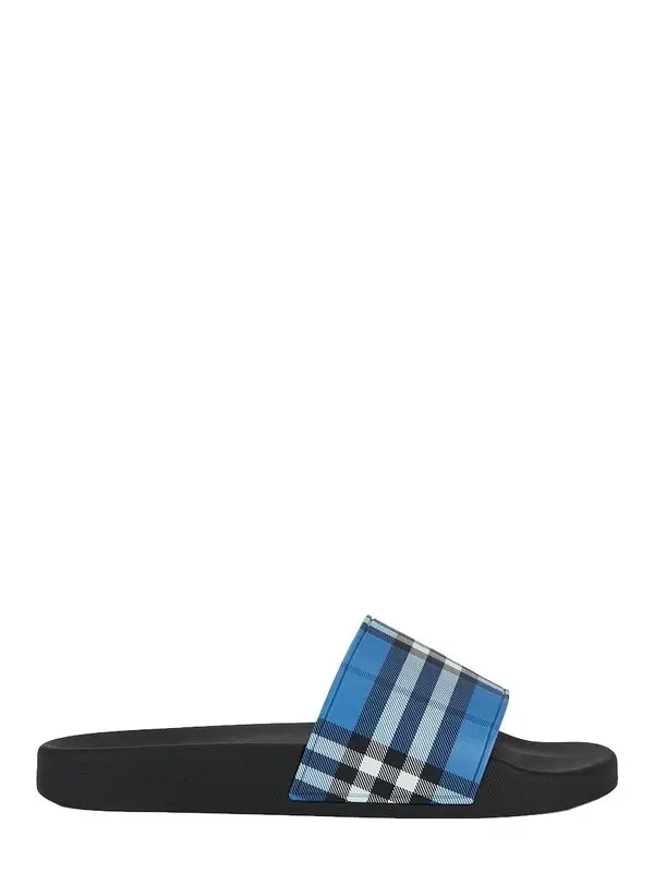 Burberry Furley Slides - Cornflower Blue Check