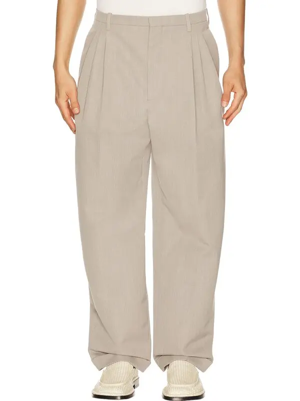Bottega Veneta Dry Wool Melange Toile Trouser - Stone Melange