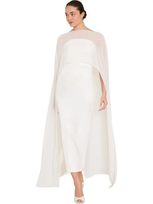 Amanda Uprichard Anastasia Sheer Chiffon Cape - Ivory