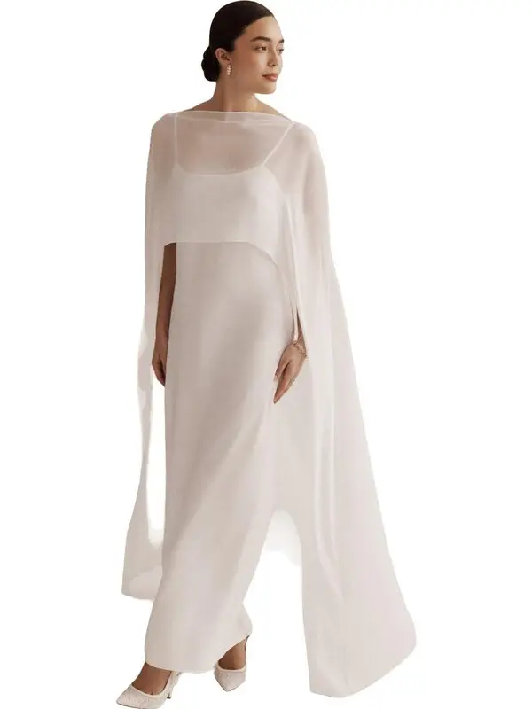 Amanda Uprichard Anastasia Cape Dress - Ivory
