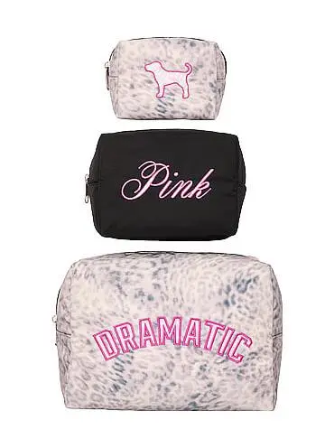 Pink Makeup Bag Trio - Black