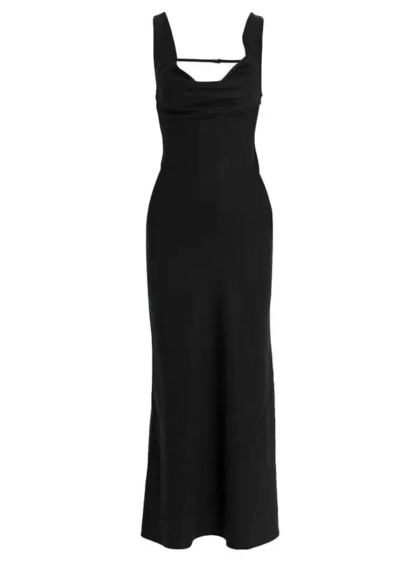 ST. AGNI Cutout Tencel™ And Linen Blend Maxi Dress - Black